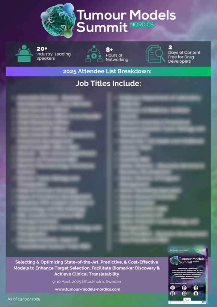 Blind Attendee List | Tumour Models Summit Nordics